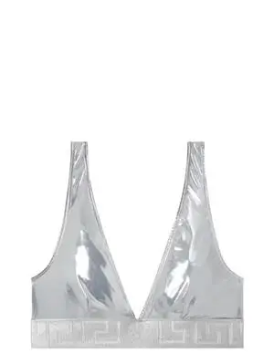 Versace Metallic Triangle Bikini Top - Silver