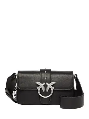 Pinko Mini Love Slouchy Shoulder Bag With Lovebird Buckle - Black