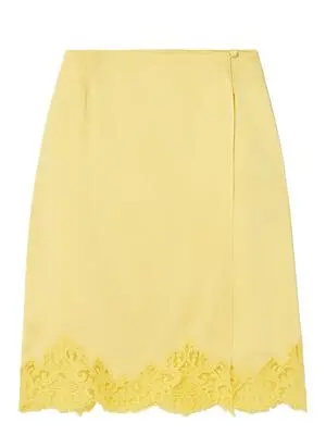 Stella McCartney Lace-trimmed Scalloped Short Skirt - Yellow