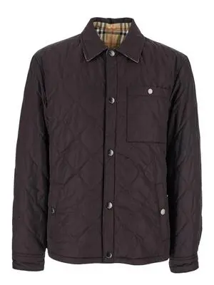 Burberry Burberry Quilted Checked Reversible Jacket Lilac Brown