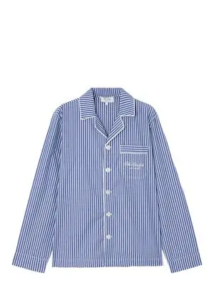 SPORTY  RICH Sporty & Rich Embroidered Striped Cotton Poplin Shirt