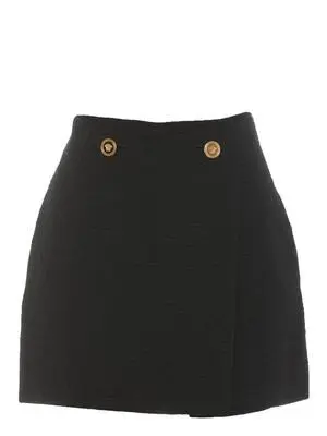 Versace Medusa Head Button Wrap Mini Skirt - Black