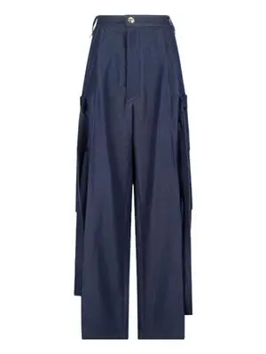 DARKPARK Belt Detail Cargo Straight Trousers - Blue