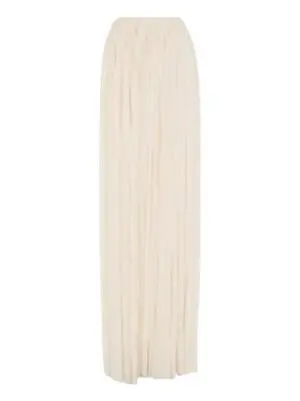 Saint Laurent Long Pleated Skirt In Jersey - White