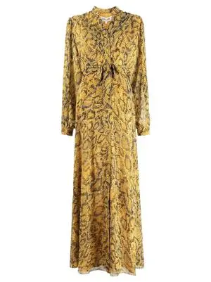 Diane Von Furstenberg Belted Snake-print Maxi Dress - Brown