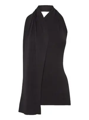 Fendi Cotton And Silk Knit Top With Scarf Detail - Black