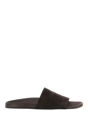 THE ROW Hugh Suede Slip-on Slides - Brown
