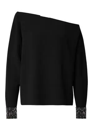 16Arlington Volante Off-the-shoulder Blouse With Crystal Embellishments - Black