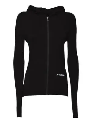JIL SANDER Hooded Zip-up Cardigan - Black