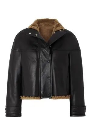 YVES SALOMON Cropped Shearling Jacket - Black