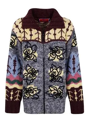 La DoubleJ Chalet Embroidered Zip-up Cardigan - Black
