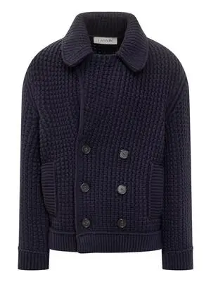 LANVIN Double-breasted Chunky Knit Cardigan - Blue