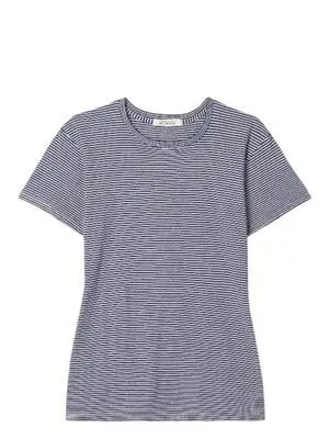 NILI LOTAN Lana Striped Cotton-jersey T-shirt - Navy