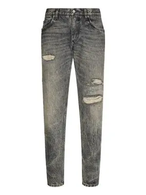 Dolce & Gabbana Distressed Slim-cut Jeans - Gray
