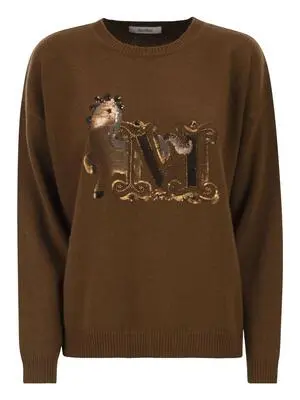 Max Mara Oversized Sequined Jumper - Brown