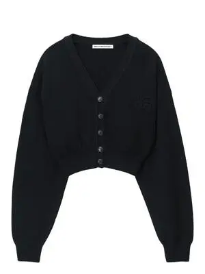 Alexander Wang Cropped Logo Cardigan - Black