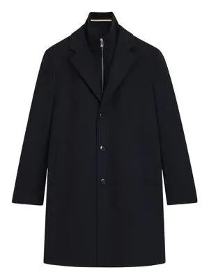 Hugo Boss Wool Coat With Removable Vest - Dark Blue