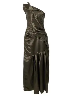 Dries Van Noten One-shoulder Gathered Midi Dress - Black