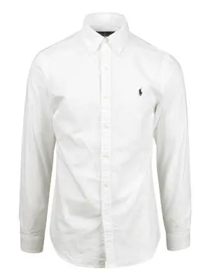 Ralph Lauren Polo Logo Embroidered Slim-fit Shirt - White