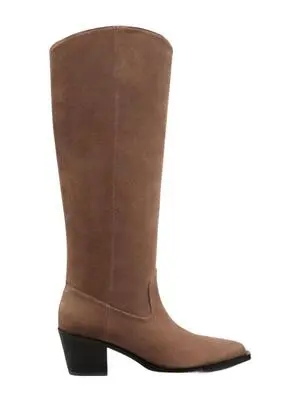 STUART WEITZMAN Block Heel Tall Boots - Taupe/black