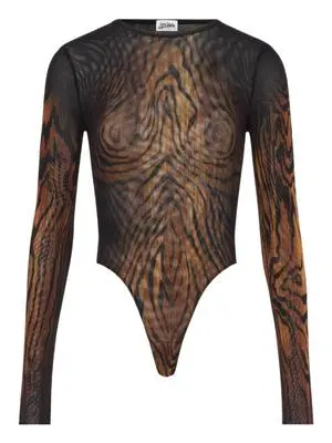 JEAN PAUL GAULTIER Jean Paul Gaultier Double Layer Wood-Print Bodysuit