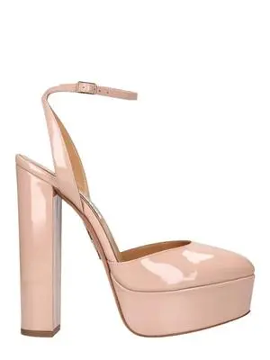 AQUAZZURA Logo High-heeled Platform Sandals - Nude