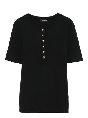 ANINE BING Alessia Knitted T-shirt - Black