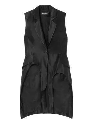 ANN DEMEULEMEESTER Asymmetrical Linen-blend Satin Vest - Black
