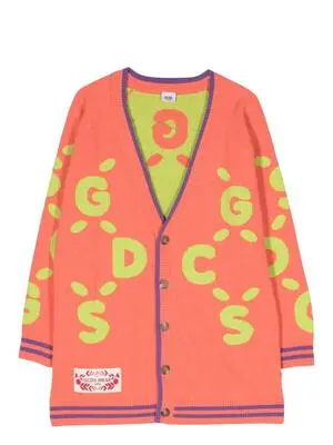 Gcds Debossed-logo Print Cardigan - Pink