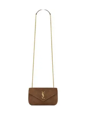 Saint Laurent Loulou Logo Plaque Mini Shoulder Bag - Brown