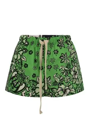 Red Valentino Printed Drawstring Shorts - Green