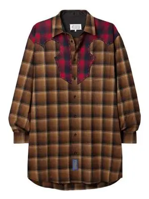 MAISON MARGIELA Checked Wool-flannel Mini Shirt Dress - Multi