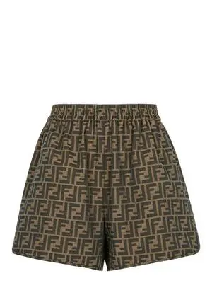 Fendi Fendi FF Jacquard Elasticated Waistband Shorts Brown