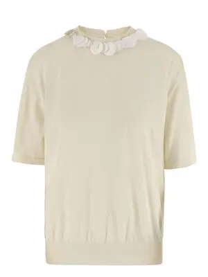 JIL SANDER Embellished Crewneck T-shirt - Nude