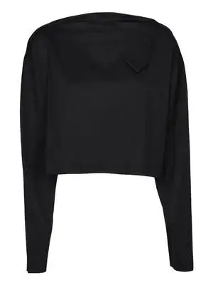 PRADA Prada Cropped Lace-Up T-Shirt