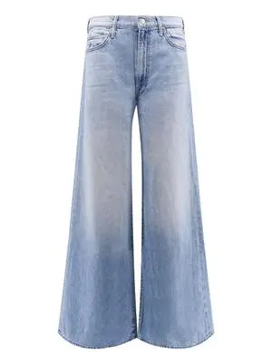 MOTHER Logo Patch Wide Leg Jeans - Blue