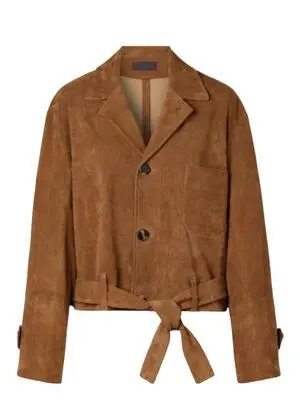 Stouls Belted Cropped Suede Jacket - Brown