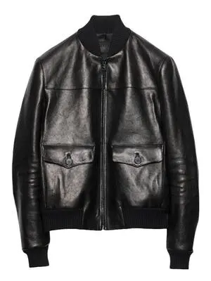 Prada Leather Bomber Jacket - Black