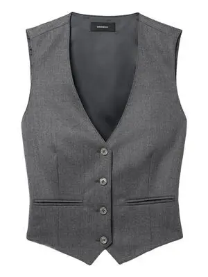 Wardrobe.NYC Grey Button-front V-neck Vest - Black