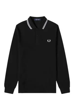 Fred Perry Twin Tipped Long-sleeve Polo Shirt - Black