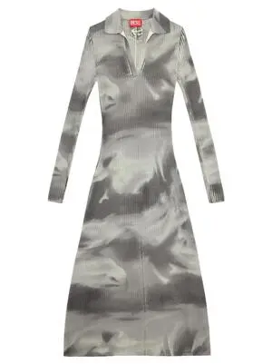 DIESEL® M-bridge Midi Dress With Camouflage Print - Gray