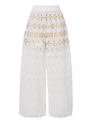 Elie Saab Broderie Anglaise Straight-leg Pants - White