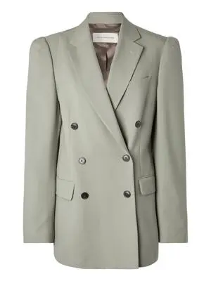 Dries Van Noten Double-breasted Wool And Mohair-blend Twill Blazer - Gray