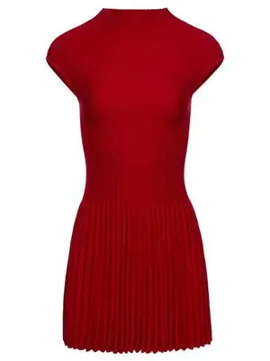 Magda Butrym Ribbed Pleated Skater Dress - Red