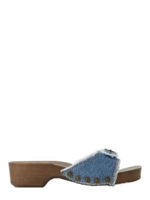 RE/DONE Buckled Denim Clogs - Green