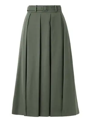 PATOU Belted Pleated Midi Skirt - Black