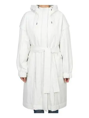 Max Mara Long Sleeve Zip-up Jacket With Hood And Drawstring - White