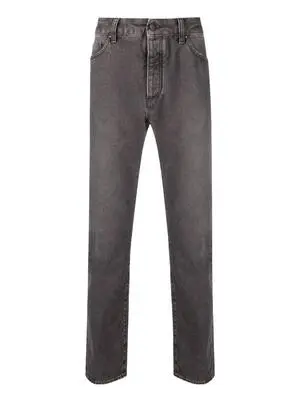 Palm Angels Straight Leg Jeans With Logo Detail - Black