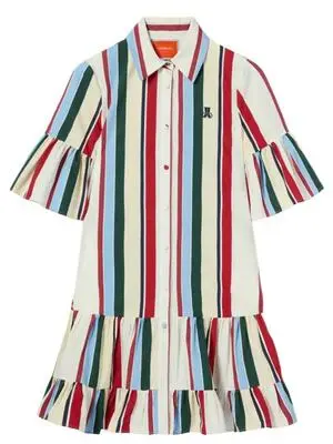 La DoubleJ Choux Dress With Pleated Sleeves And Striped Pattern - Multicolor