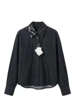 Brunello Cucinelli Sequin Embellished Collar Shirt - Black